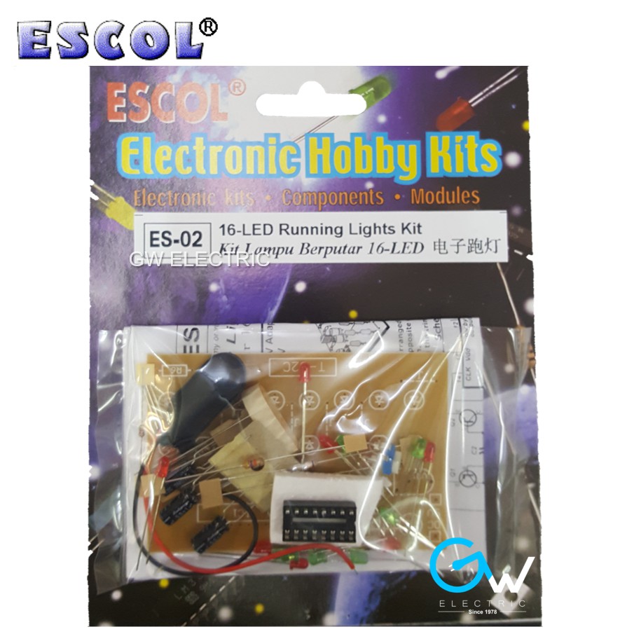 ESCOL ES-02 Electronic Hobby Kit 16 LEDs Running Lights Kit / KIT LAMPU ...