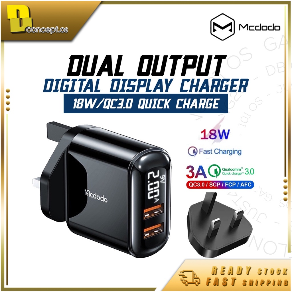 FAST CHARGING MCDODO CH-646 18W DISPLAYER CHARGER QC3.0 FAST CHARGER 2 ...