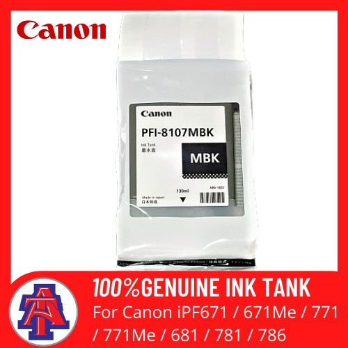 Canon Original PFI-8107 MBK, BK, C, M, Y Ink Cartridge (130ml)/Plotter Ink, iPF671,iPF771,iPF681 ...