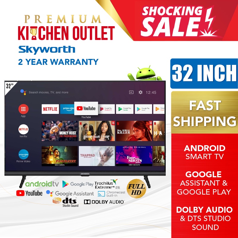 Skyworth 32 Inch 2K Android Smart TV 32STD6500 | Google Assistant ...