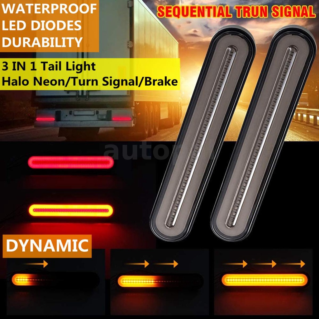 28 LED Flowing Reverse Stop Brake Turn Signal Rear Tail Light Truck ...