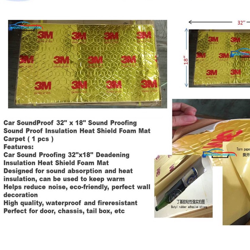 3M Car SoundProof 80cm x 46cm Sound Proofing Insulation Heat Mat 1Pcs ...