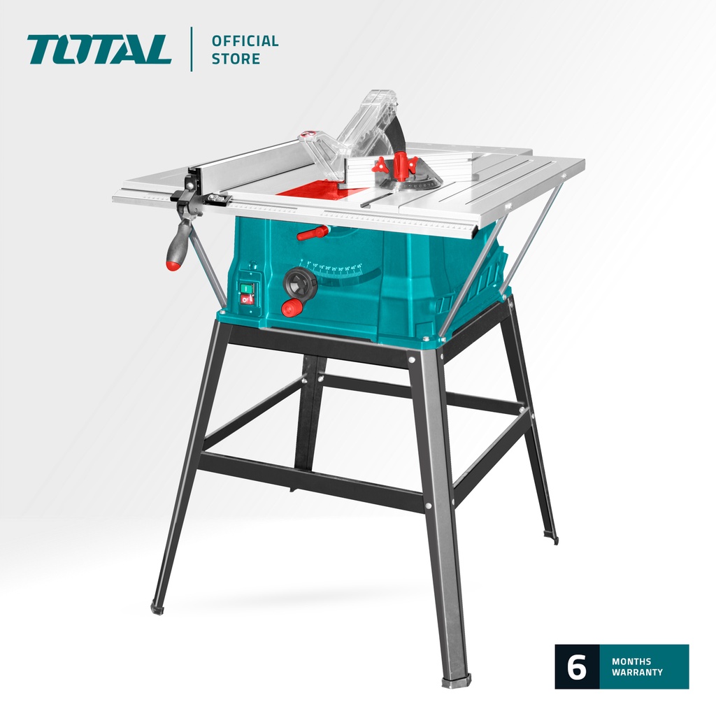 TOTAL Table Saw (1500W) [Free Blade for Wood 10" + Dual Lock Rip Fence ...