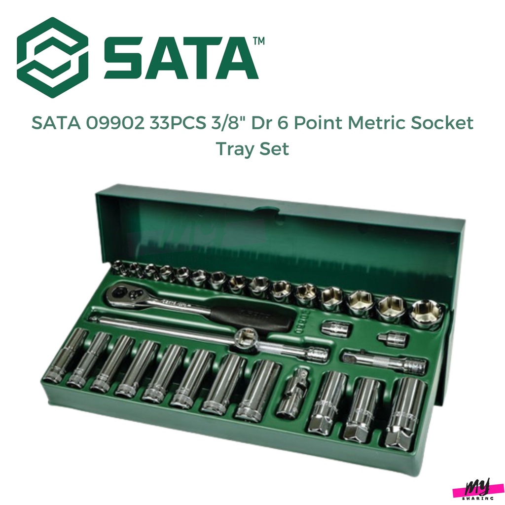 SATA 09902 33PCS 3/8" Dr 6 Point Metric Socket Tray Set | Shopee Malaysia