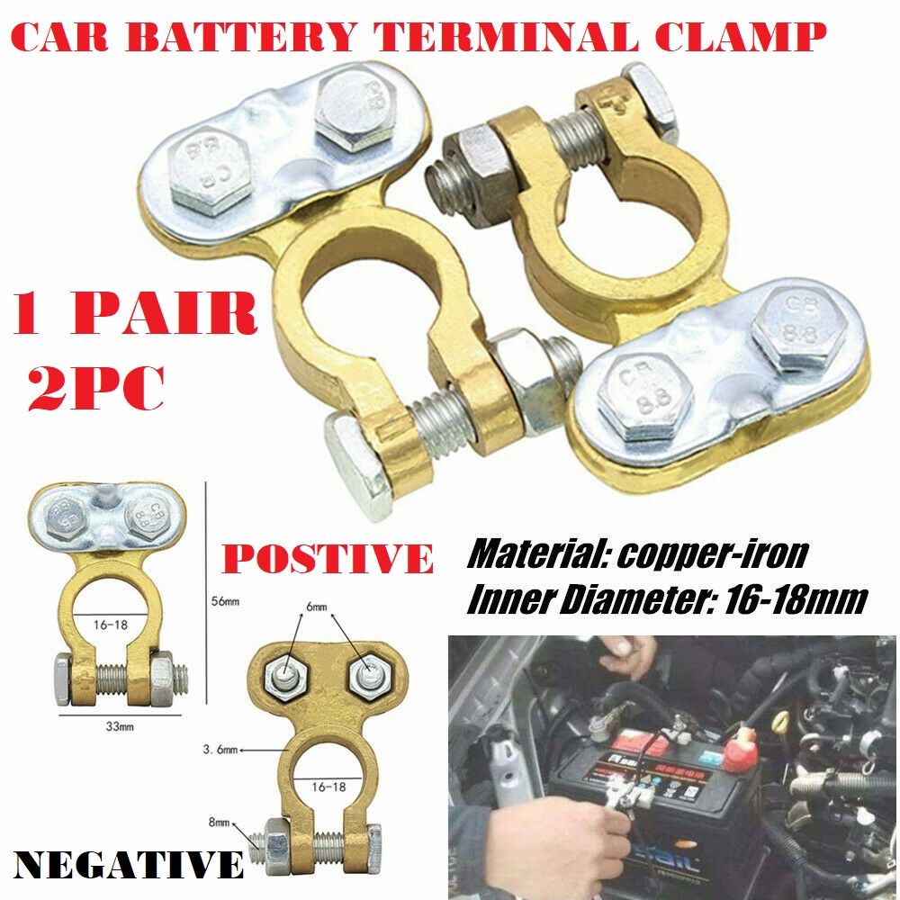 2Pc Car Terminal Clamp Battery Connector Cover Holder Positive Negative ...
