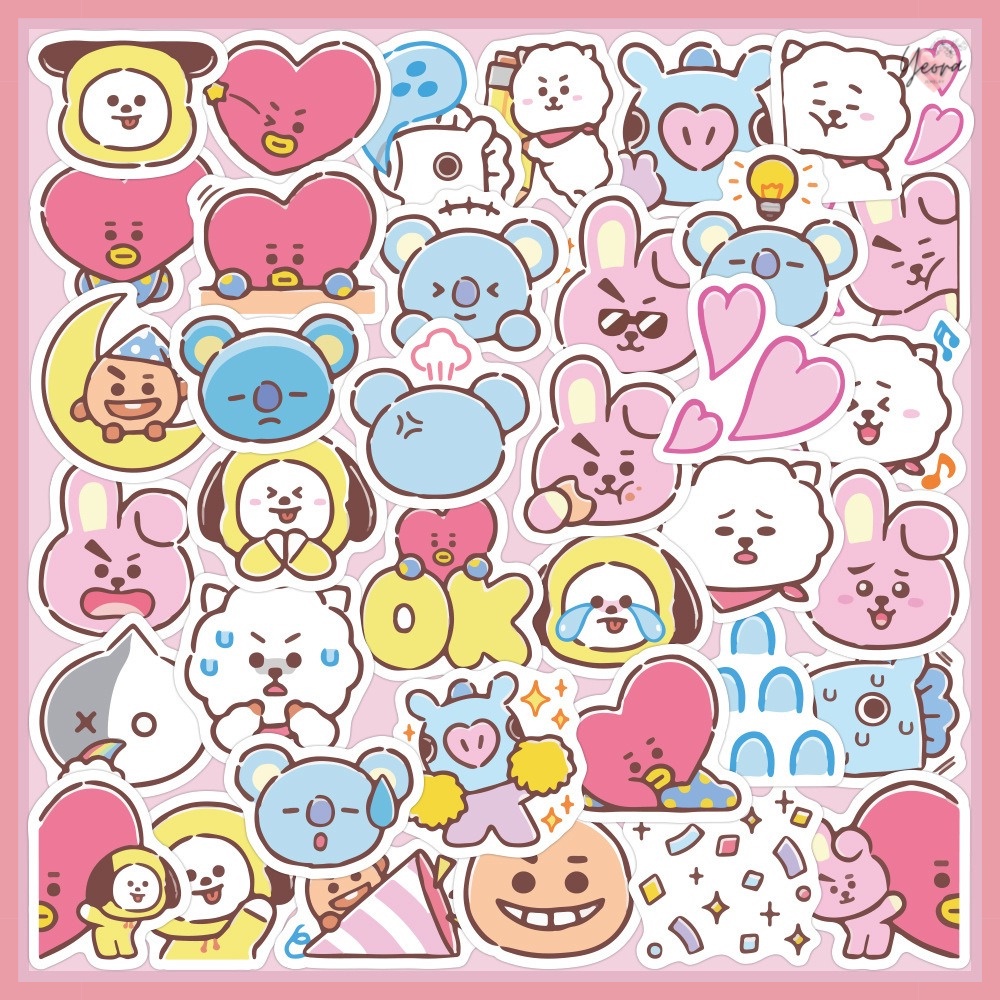 [40 Pcs/Pack] BT21 Stickers Cute Kpop Stickers Koya RJ Shooky Mang ...