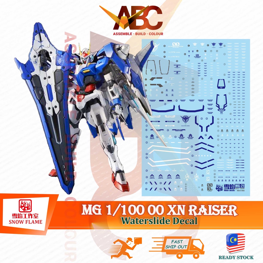 [Snow Flame] Waterslide Decal - MG 1/100 00 XN Raiser (Fluo) GN-0000 ...