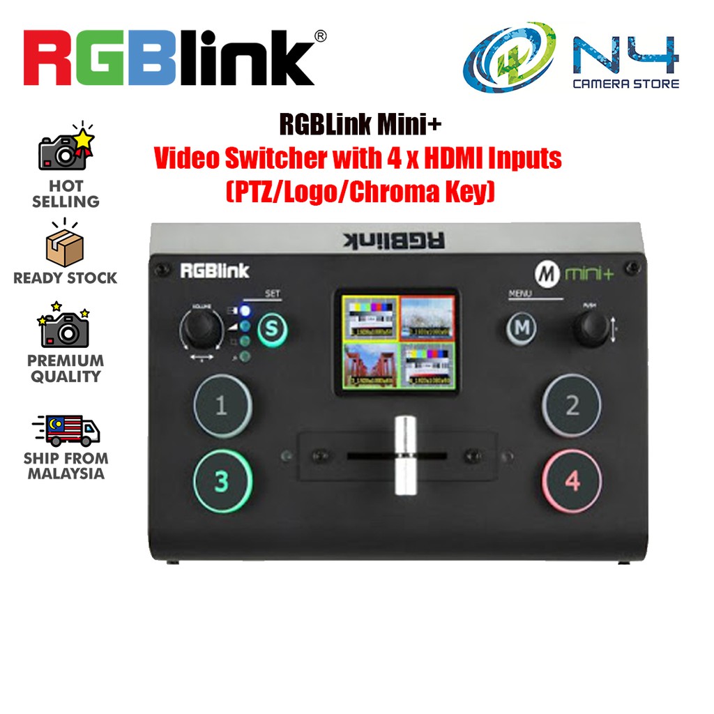 RGBlink mini+ Video Switcher with 4 x HDMI Inputs (PTZ/Logo/Chroma Key ...