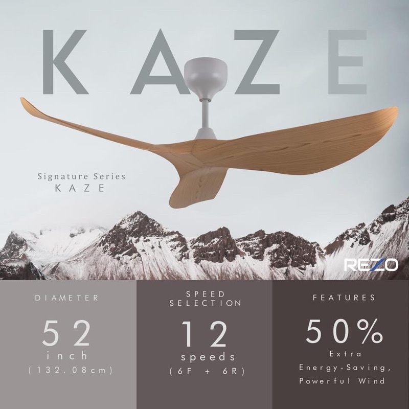 🔥FREE SHIPPING🔥REZO KAZE 52” DC MOTOR Natural Quiet Wind Remote Control ...