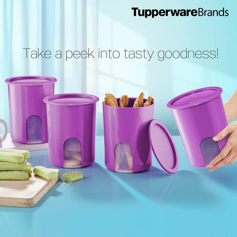 Tupperware Polka Dot Airtight One Touch Canister Flower 1.25L/ 2L (One ...