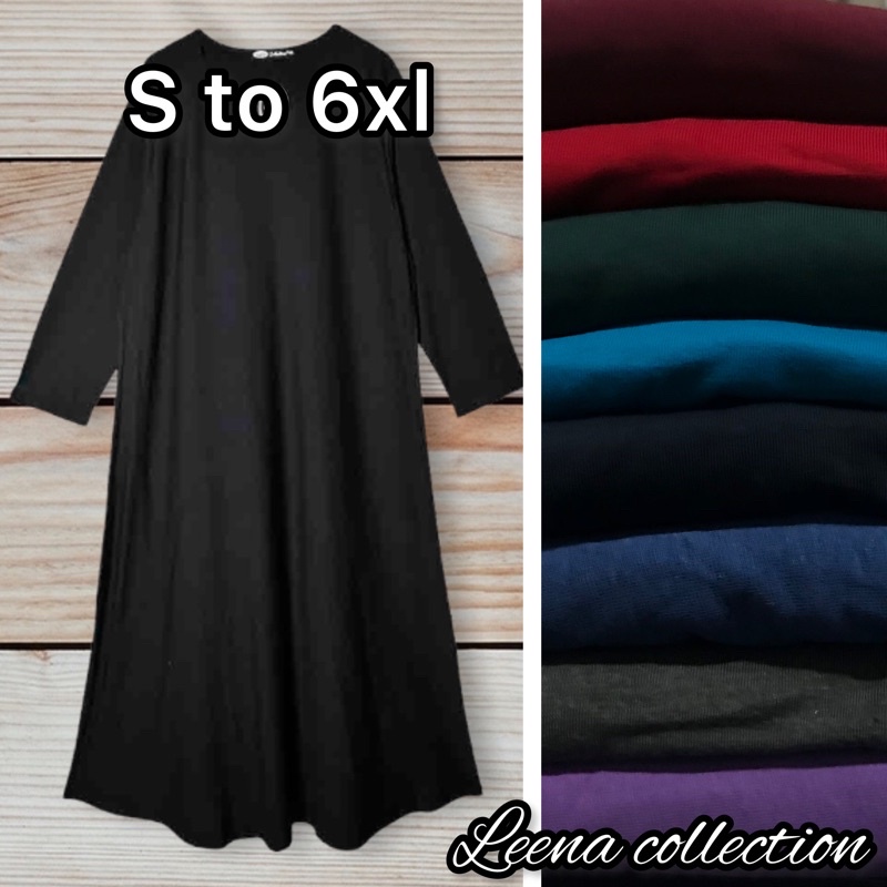 dress jubah inner labuh inner long sleeve material 100%cotton boleh di ...