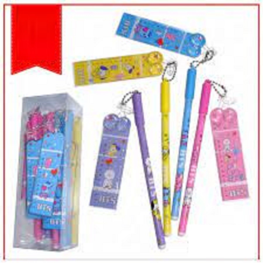 Pen Plus Ruler Edition BT21 Balpen BallPoint BTS Army Ruler New varian ...