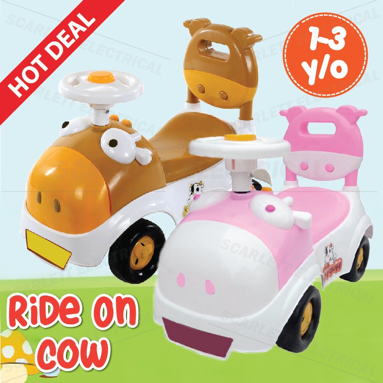 (HONK) 1-3 Years Old Kids Ride On Car Calf Cow with Safety Back Rest ...