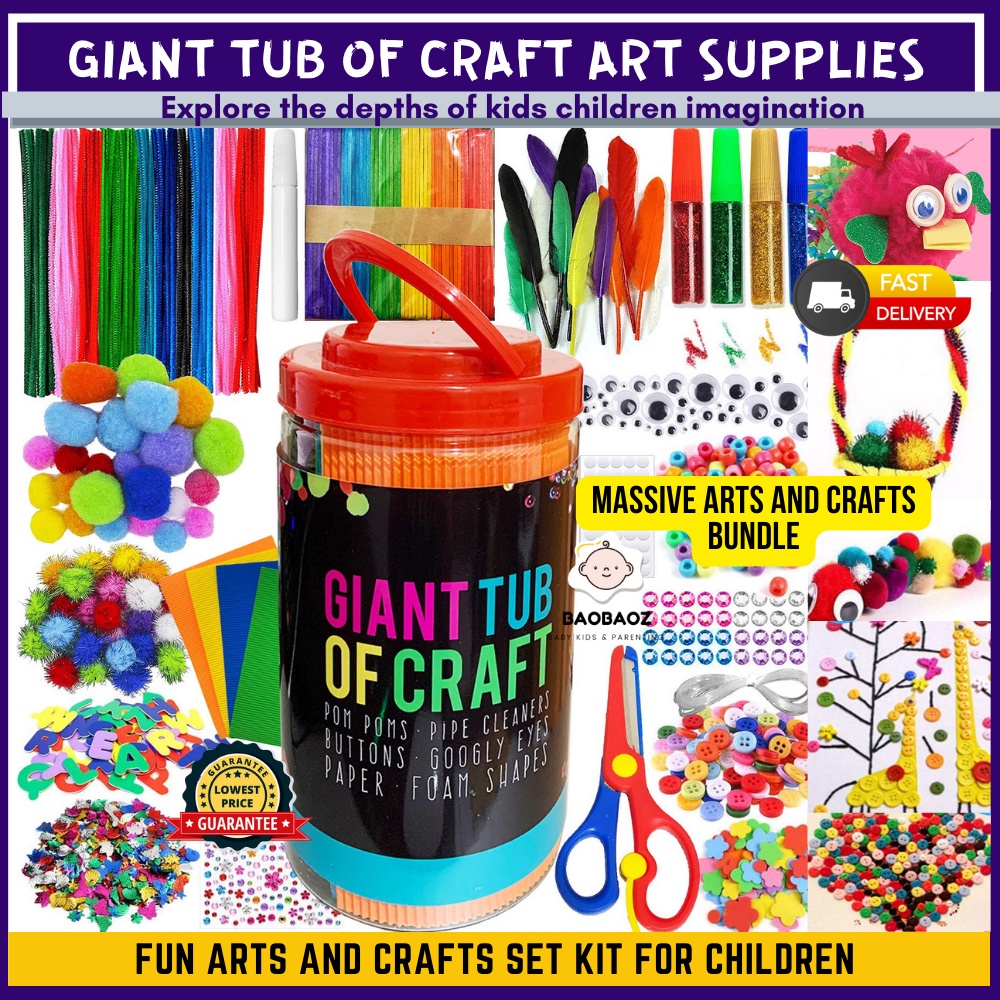 Giant Tub of Craft Creativity DIY Art Supplies Jar Kit 560+ Piece Set ...