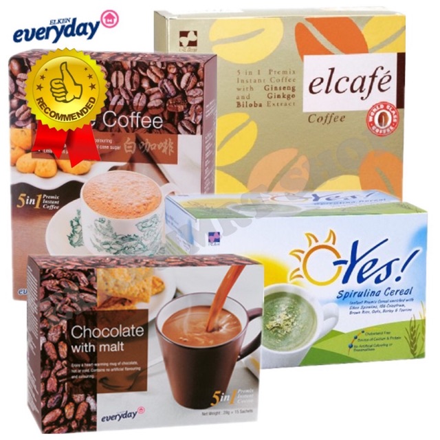 ELKEN Spirulina Cereal /Elcafe Ginseng /Chocolate with Malt /White Coffee | Shopee Malaysia