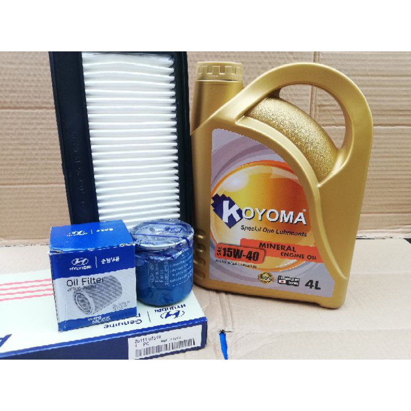 HYUNDAI ATOS 1.0 AIR FILTER + OIL FILTER + KOYOMA 15W40 MINERAL ENGINE ...