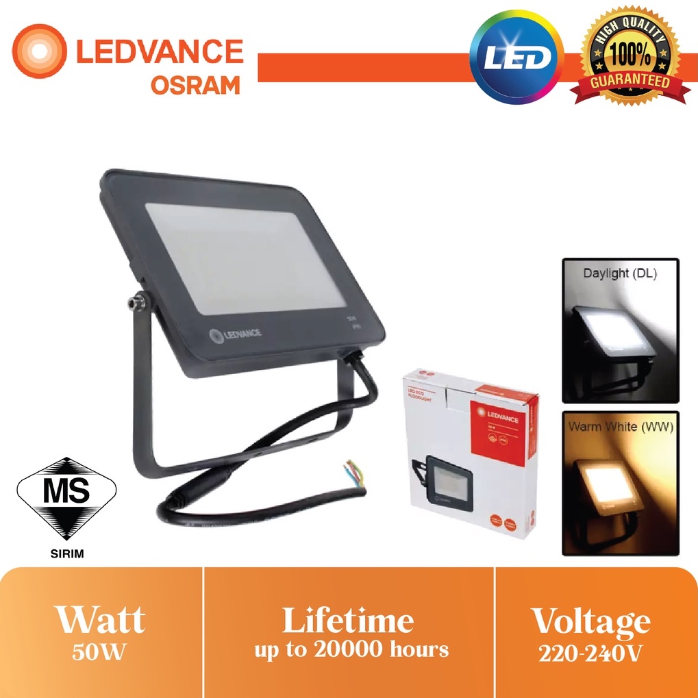 LEDVANCE OSRAM 50W LED FLOODLIGHT 6500K / 3000K | Shopee Malaysia