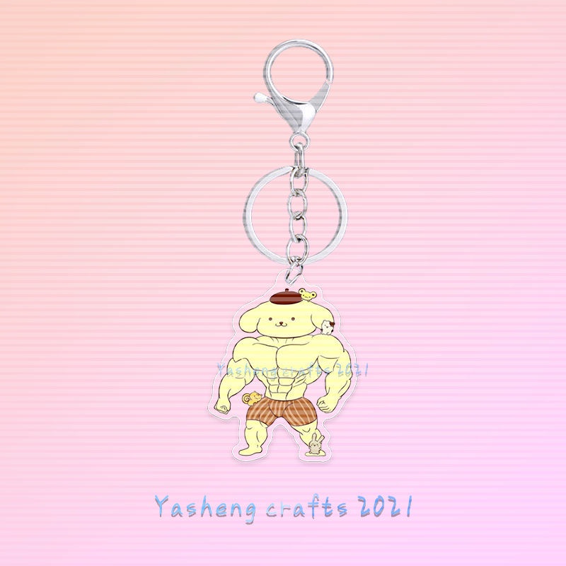 Muscle Sanrio Keychain Mobile Phone Pendant Macho Kuromi Cinnamon Dog ...