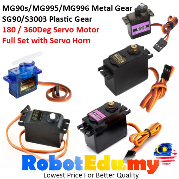 MG995 MG996r SG90 9g MG90s S3003 Metal / Plastic Gear 180 / 360 Deg Degree Micro Servo Motor Set ...