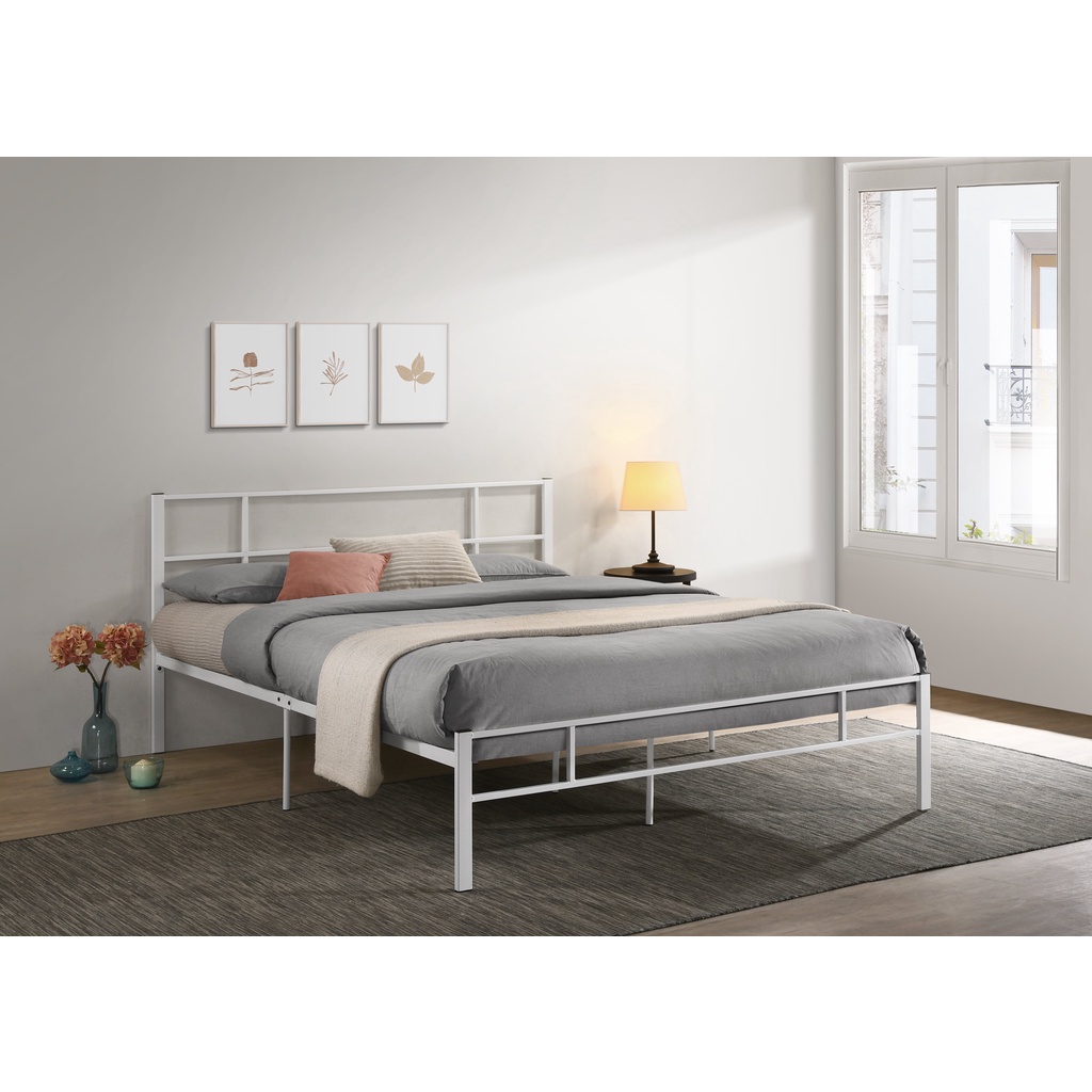 Katil Queen/Bed/Queen Bed Frame/Metal Bed/Katil Besi/Katil Putih/White ...