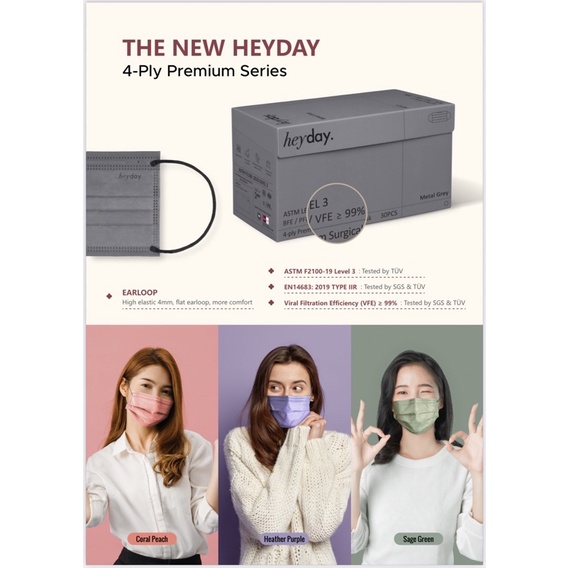 Heyday Premium 4 Ply Surgical Face Mask - 1 Box=30pcs | Shopee Malaysia