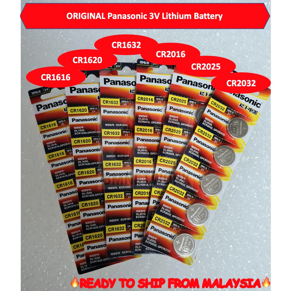 🔥READY STOCK🔥Panasonic CR2032 / CR2016 / CR2025 / CR1616 / CR1620 / CR1632 / LR41 / LR44 ...