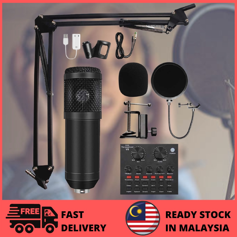 🔥 Ready Stock 🔥 microphone studio mic sound card condenser video ...