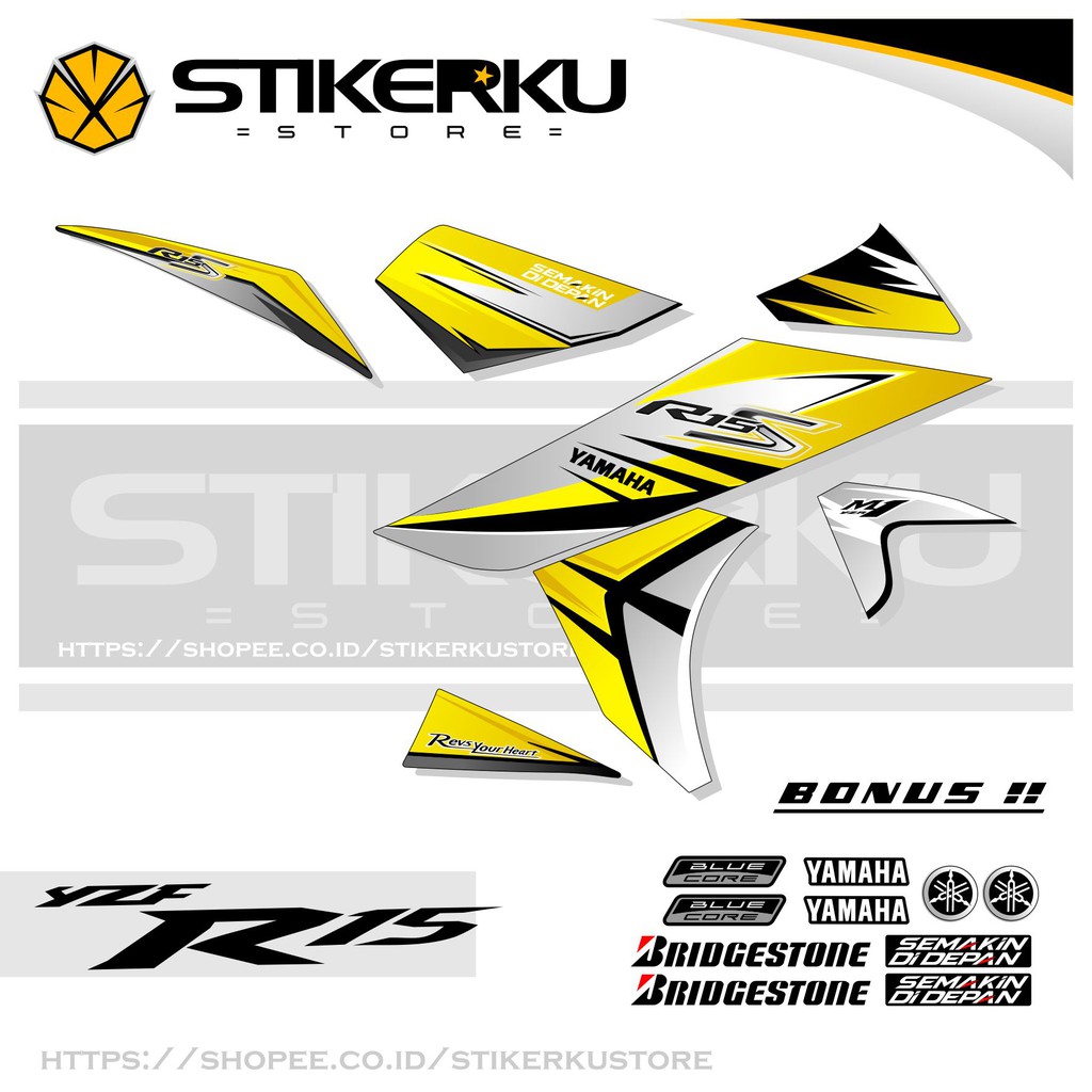 Striping YAMAHA R15 V2/STRIPING YZF R15 V2/Graphic SIMLPE/Sticker R15 ...