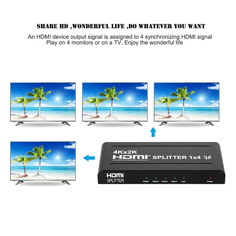 4K×2K HDMI Splitter 1 In 4 Out HDMI Spliter 1×4 3D Signal Amplifier ...