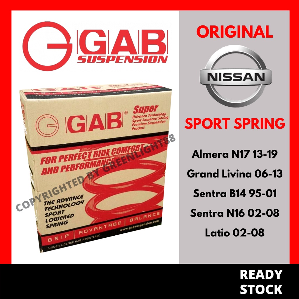 ORIGINAL GAB SPORT SPRING (NISSAN) ALMERA N17/GRAND LIVINA/SENTRA B14 ...