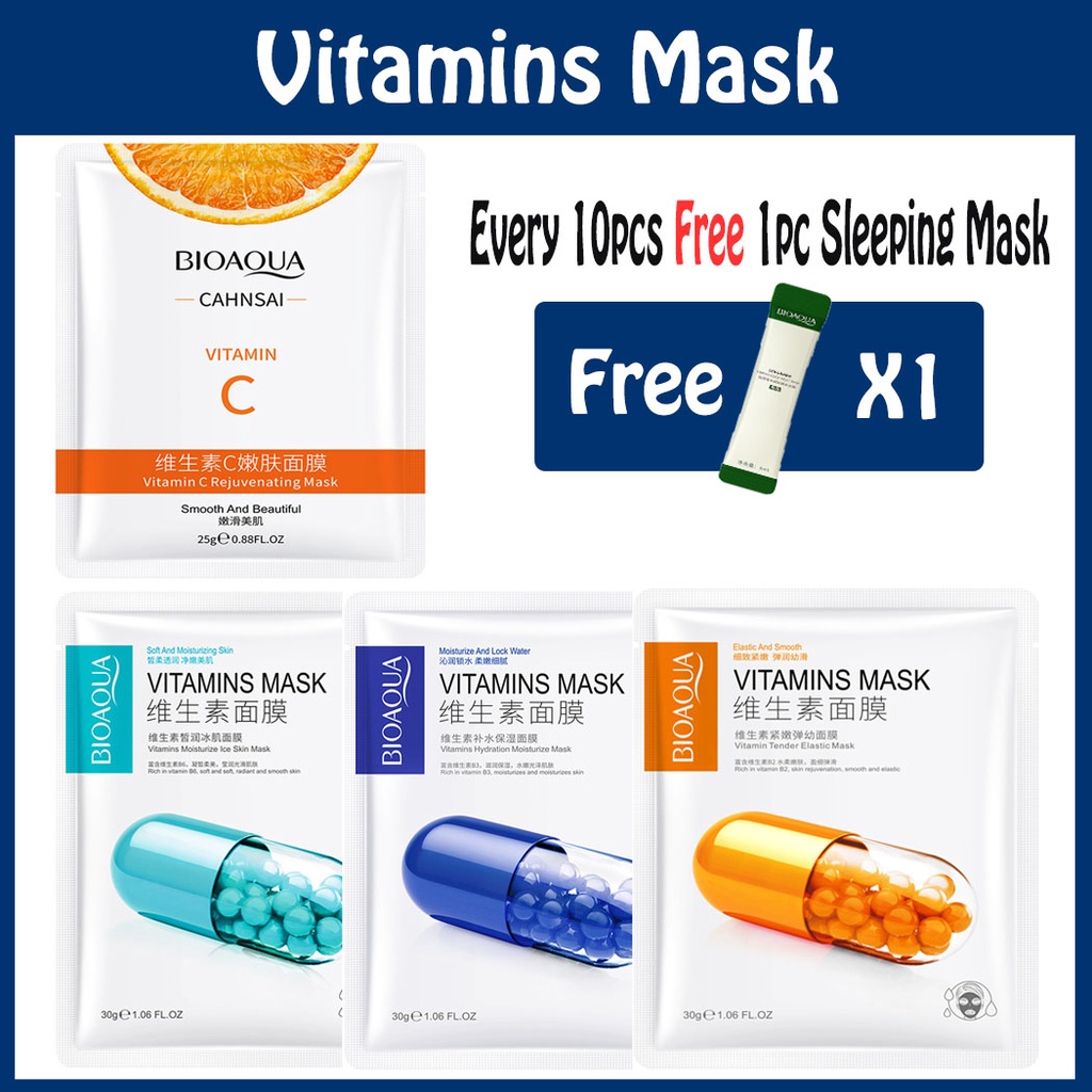 Bioqua Cahnsai Vitamin Mask Facial Mask Sheet Masker Muka Mask Muka
