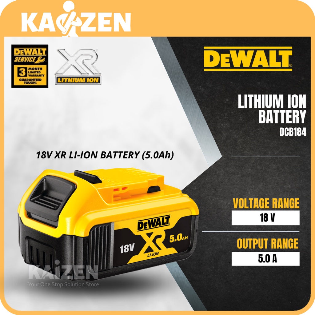 DEWALT DCB184 18V 5.0Ah XR Lithium-ion Battery | Bateri | Shopee Malaysia