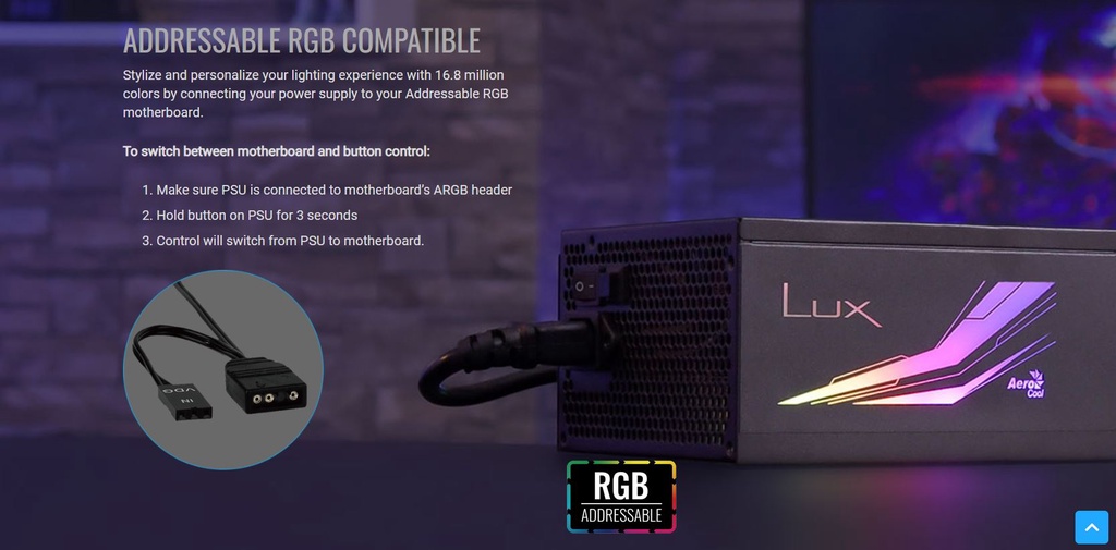 Aerocool LUX RGB 80Plus Bronze Power Supply PSU ( 550W / 650W / 750W ...