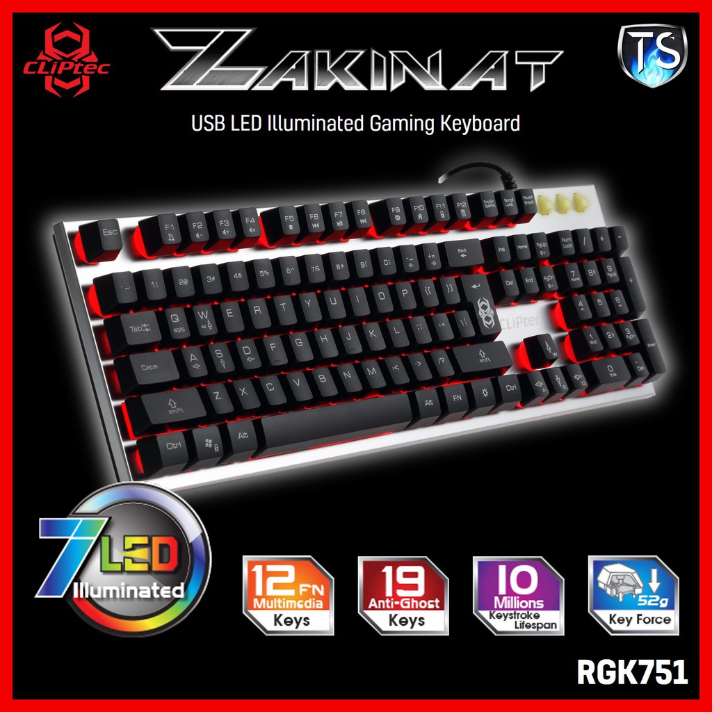 Cliptec Gaming Series RGK751 ZAKINAT USB LED illuminated Gaming ...