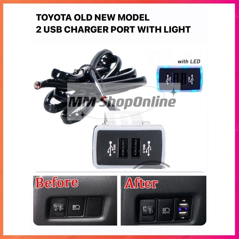 TOYOTA NEW OLD MODEL TYPE C CONSOLE USB CONNECTOR CHARGER PORT WITH ...