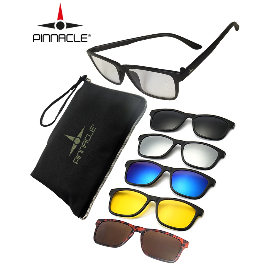 Pinnacle Interchangeable Polarized 5 in 1 Sunglasses With Detachable ...