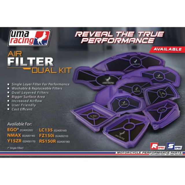 UMA RACING AIR FILTER Y15 Y16 LC 135 V1-V8 RS150 RSX NVX155 NVX 155 V2 ...