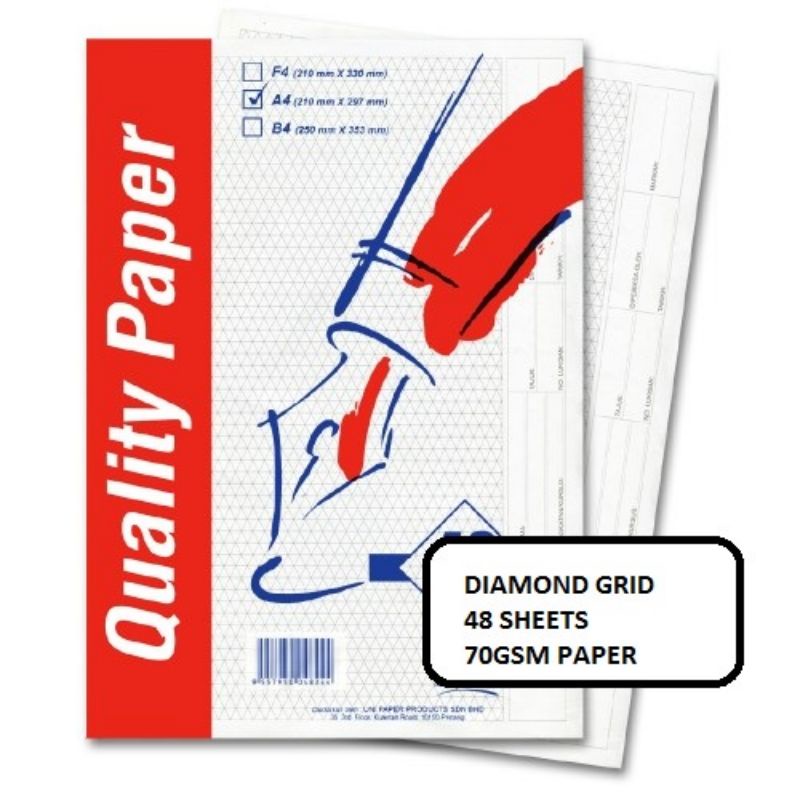 [Uni Paper] A4 Graph Paper - 48'S 70GSM (Diamond Grey Grid) | Shopee ...