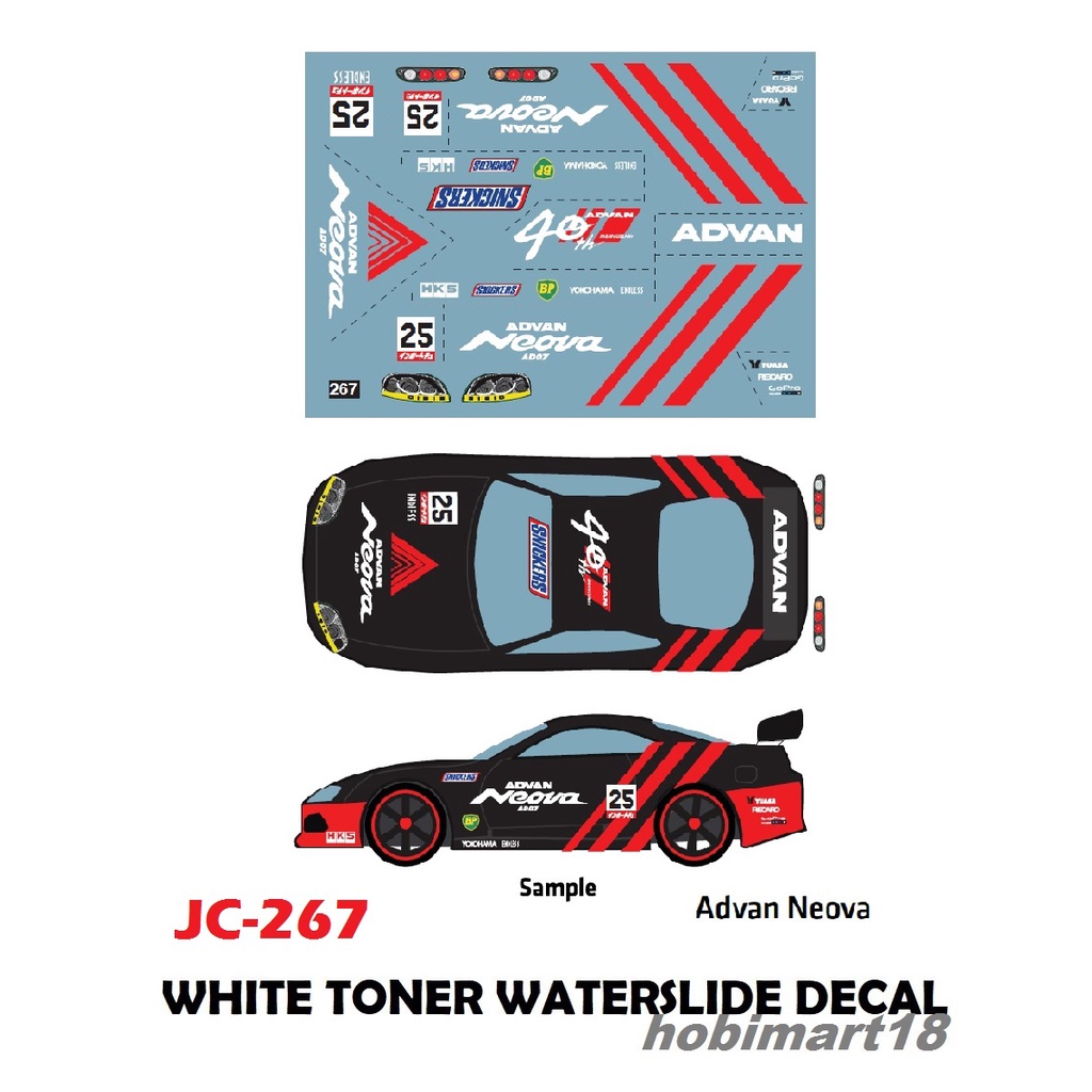 JC267 - ADVAN NEOVA White toner waterslide decals Hot wheels 1:64 ...