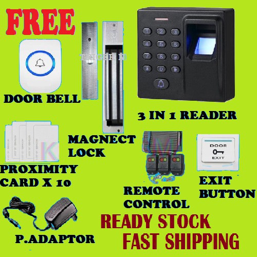 3 IN 1 RFID FINGERPRINT DOOR ACCESS SYSTEM THUMBPRINT SECURITY DOOR ...