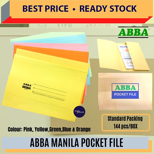 ABBA Manila Pocket File 144pcs/Ctn / Fail Kertas / Manila Card File ...