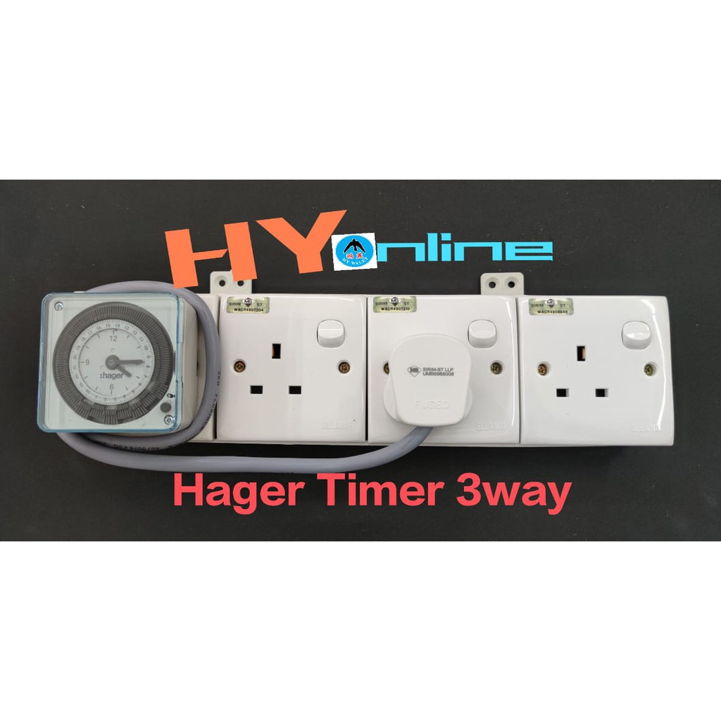 Hager Timer EHN711 With Switch Socket( 1Gang/2Gang/3Gang) | Shopee Malaysia