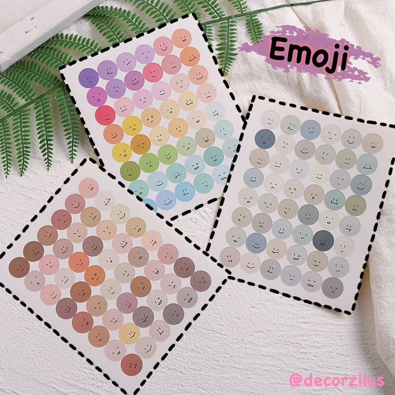 Emoji round decorative paper stickers color palette study book stickers ...