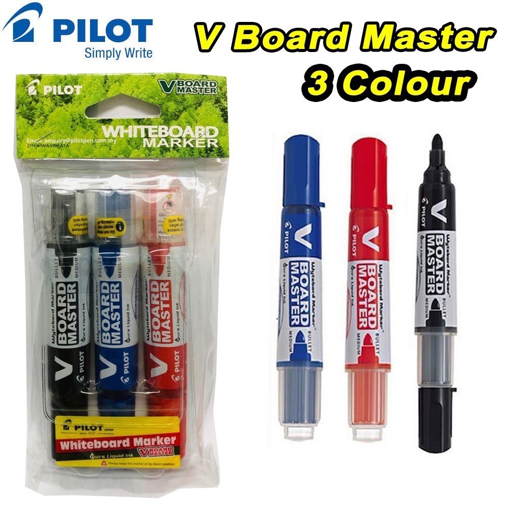 Pilot V Board Master Whiteboard Marker 3 Pcs (Set) | Shopee Malaysia