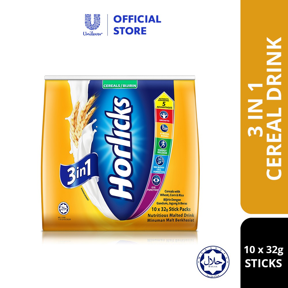 Horlicks 3 In 1 Instant Cereal Drink (10 x 32g) | Shopee Malaysia