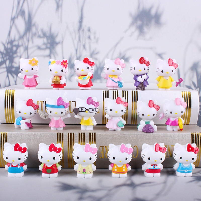 6Pcs/Lot Cute Hello Kitty Figures Resin Mini Kitty Dolls Cake ...