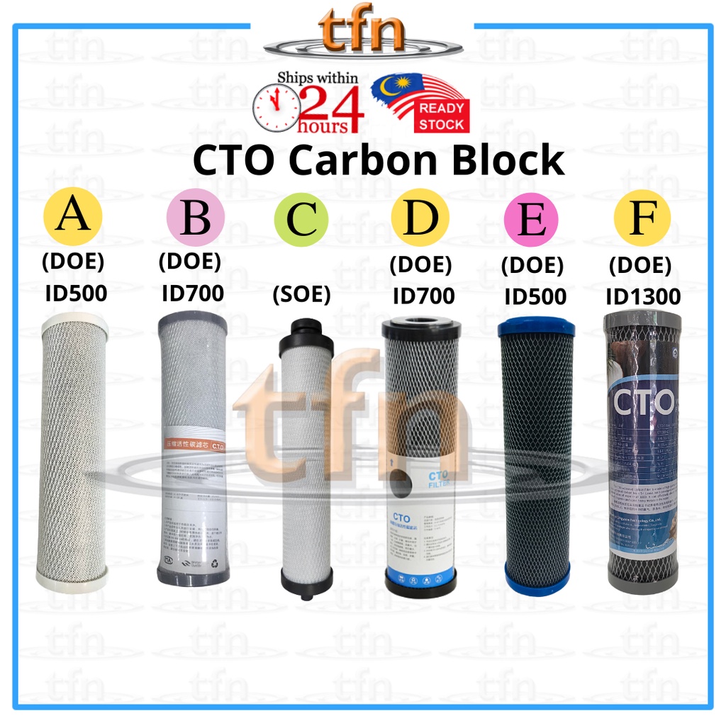 TFN CTO Carbon Block Water Filter Cartridge 10” Activated Carbon, Water ...