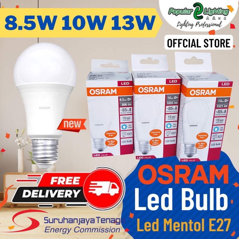 【Original Osram Malaysia】OSRAM LED BULB 5.5W / 8.5W / 10W / 13W A60 A70 LED Bulb E27 (Energy ...