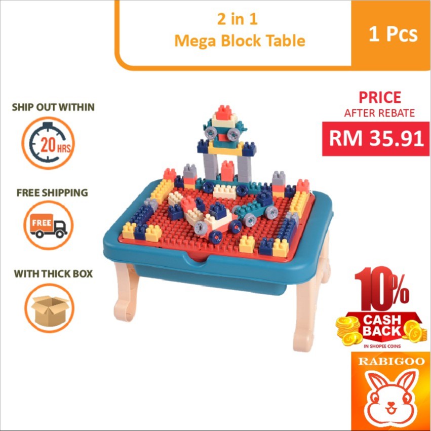 [CASHBACK 10%] 2 in 1 Mega Block Table - 1 Pcs | Shopee Malaysia