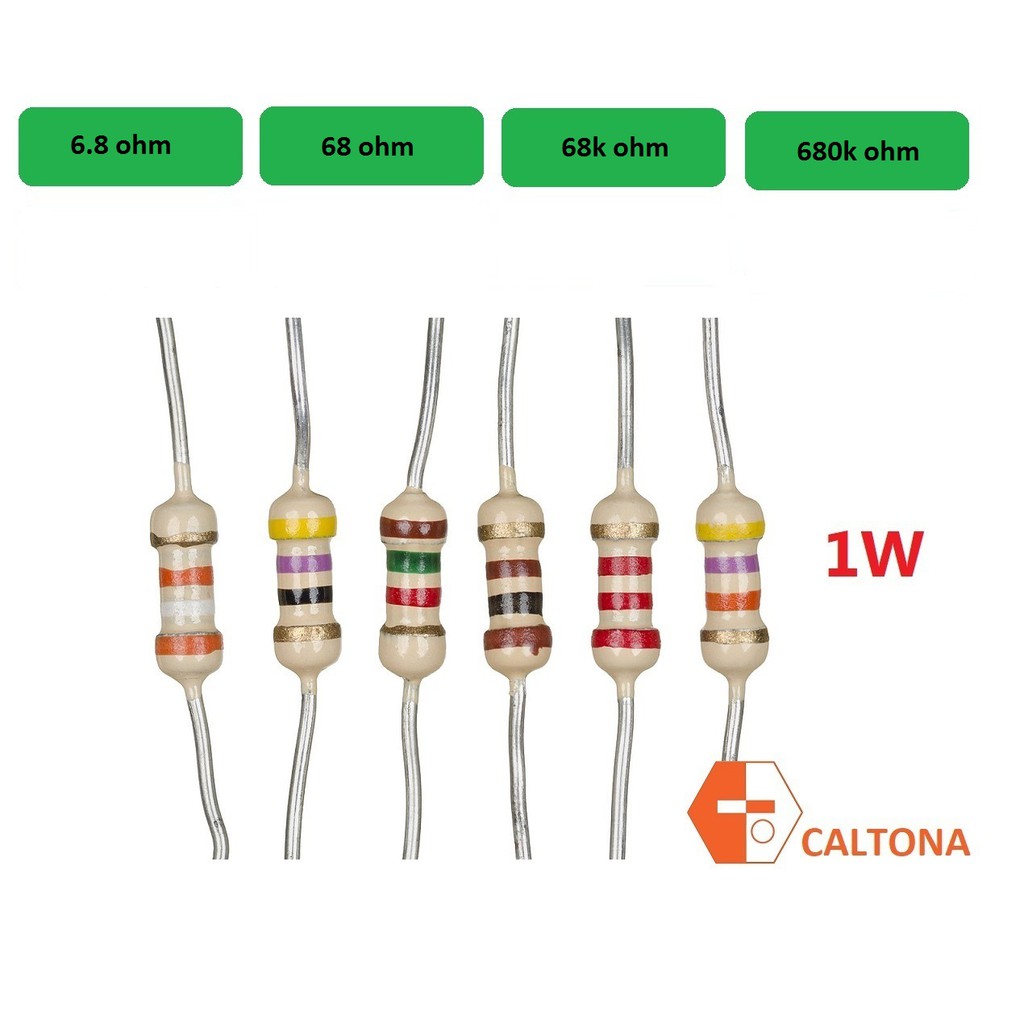 10pcs/pk Resistor 1W 6.8ohm, 68ohm, 68k ohm, 680k ohm 5% Fixed Resistor ...